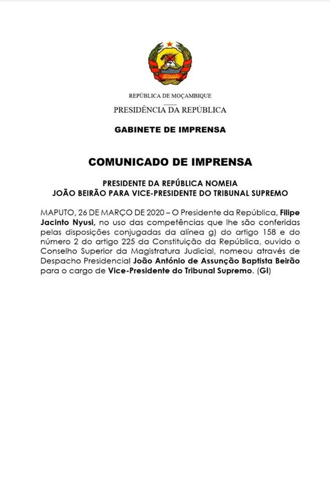 COMUNICADO DE IMPRENSA - AMJ - Associação Moçambicana de Juízes
